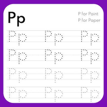 Tracing Alphabet Letter P Prewriting Dotted Line Element for ... - Worksheets Library