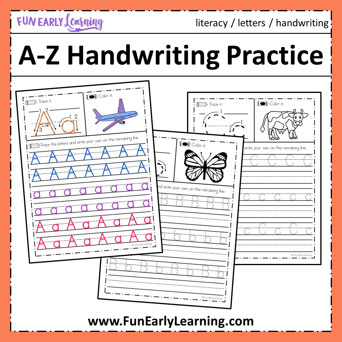 Free Letter Tracing Worksheets – A-Z Handwriting Practice – Fun ... - Worksheets Library
