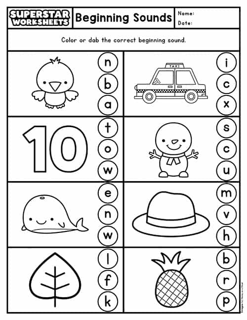 Beginning Sounds Worksheets - Superstar Worksheets - Worksheets Library