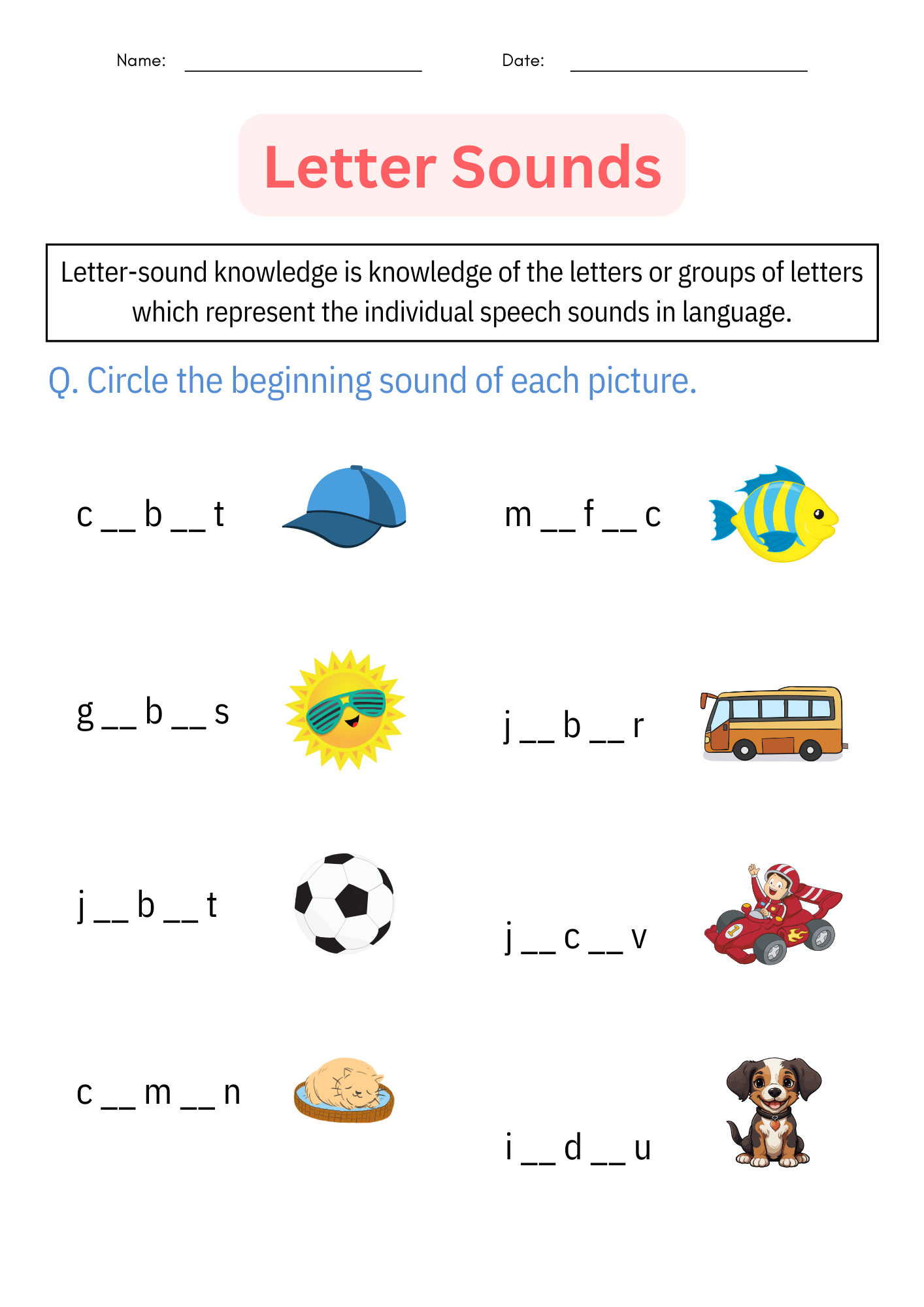 Free Letters and Sounds Worksheet - kindermomma.com - Worksheets Library