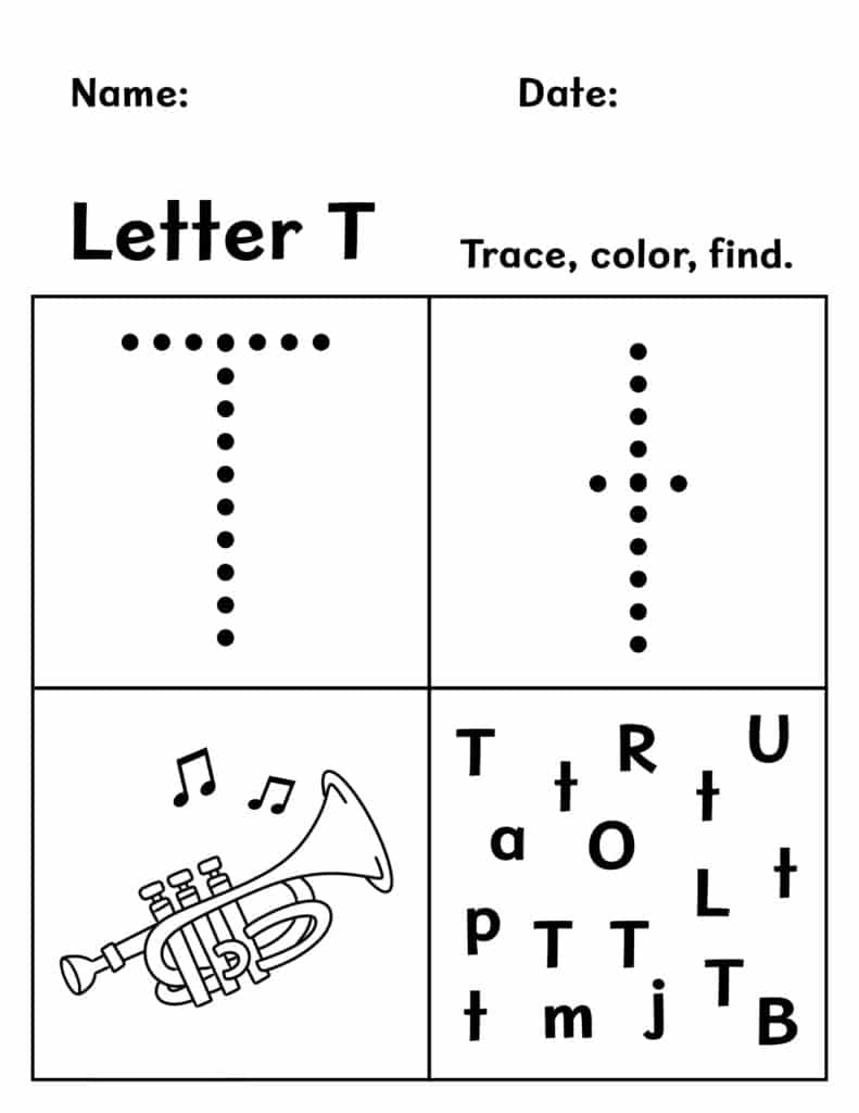 FREE Letter T Worksheets for Preschool ⋆ The Hollydog Blog - Worksheets Library
