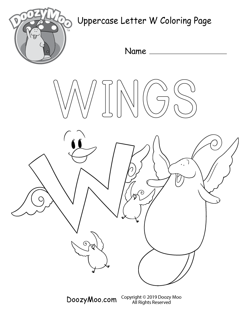 English Alphabet - Capital W with Pattern - Coloring Page | Planerium - Worksheets Library