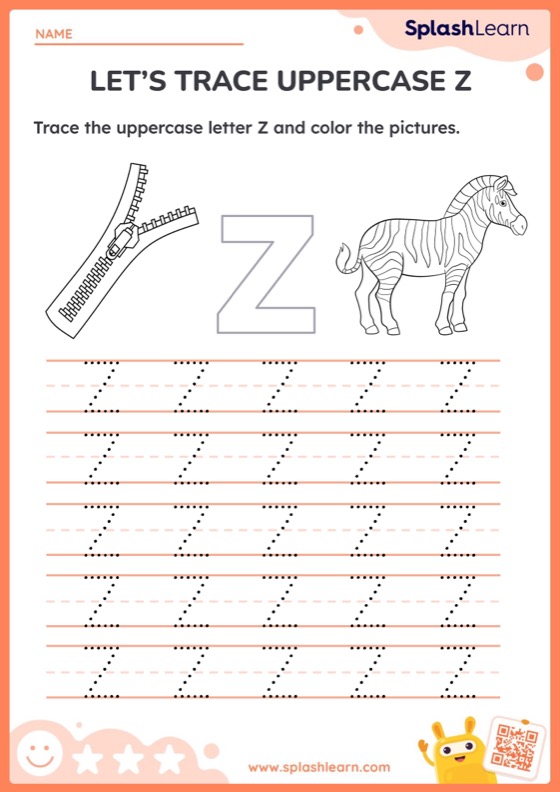 Letter Z Tracing Worksheet, Big Font - KidzeZone - Worksheets Library