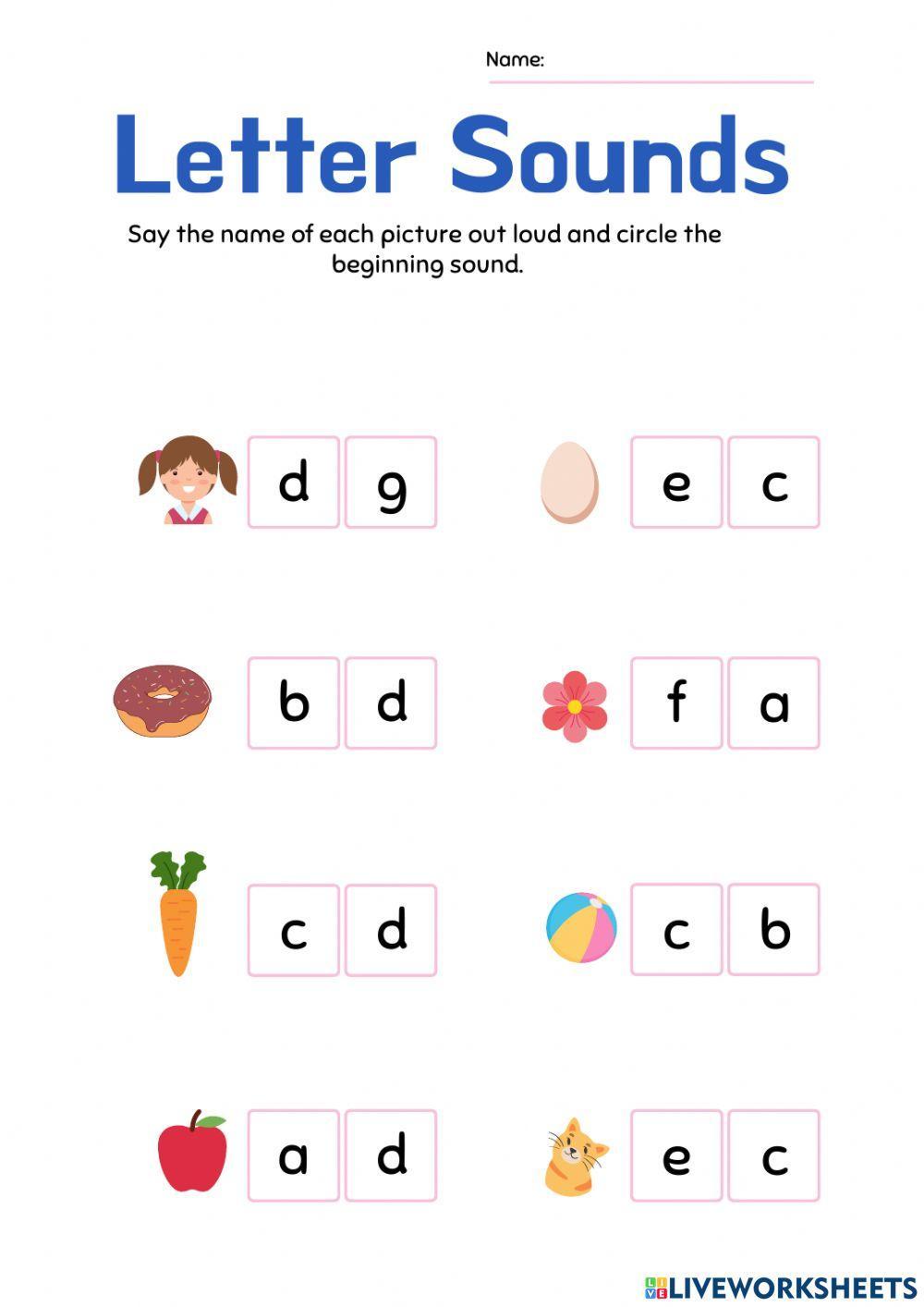 Letter Sounds exercise for Preschool | Live Worksheets - Worksheets Library
