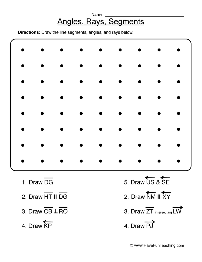Identify Point Line Ray And Line Segment Turtle Diary Worksheet