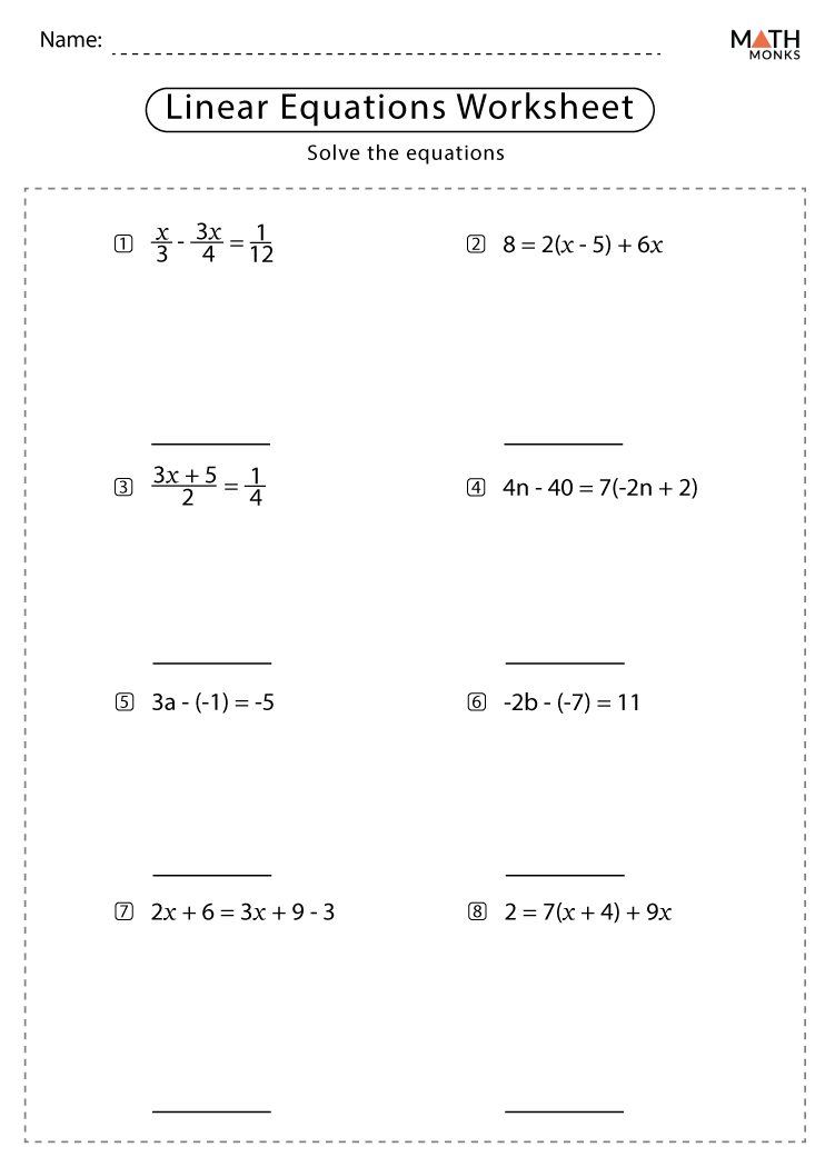 Systems of Linear Equations Worksheets with Answer Key - Worksheets Library