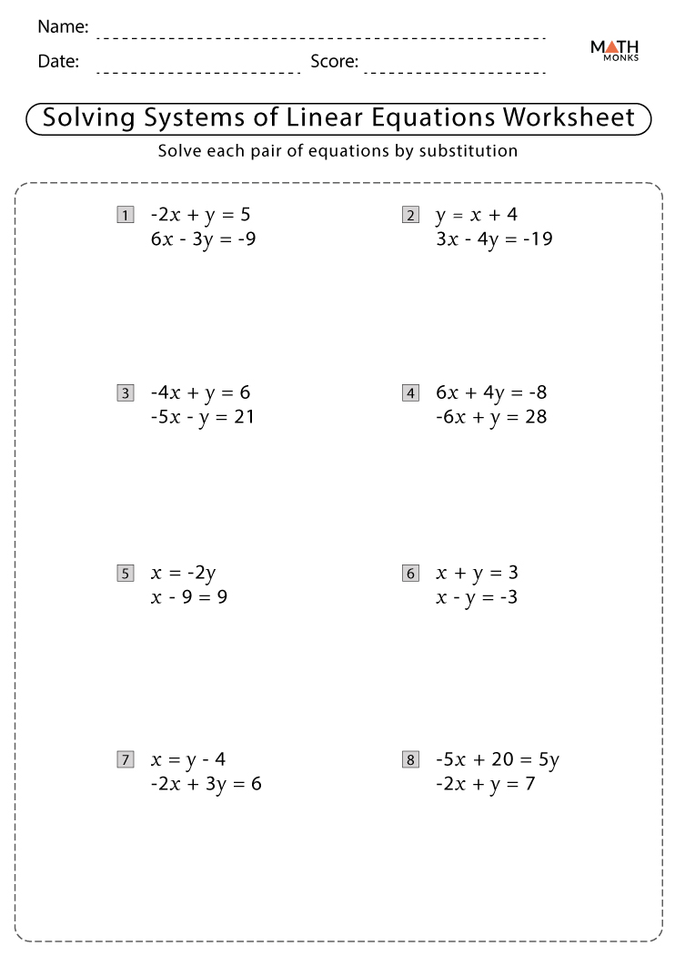 Systems of Linear Equations Worksheets with Answer Key - Worksheets Library
