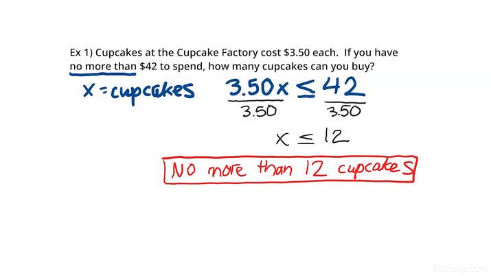 Solving A Word Problem Using A 1 Step Linear Inequality Algebra