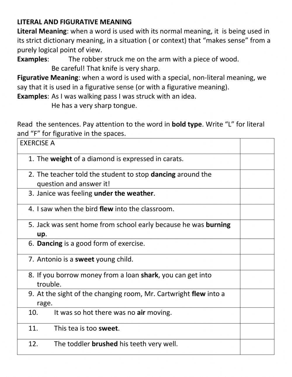 LITERAL VS FIGURATIVE Worksheet Live Worksheets Worksheets Library LITERAL VS FIGURATIVE Worksheet Live Worksheets Worksheets Library