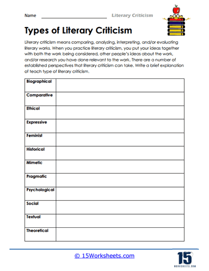 Literary Criticism Worksheets - 15 Worksheets.com - Worksheets Library