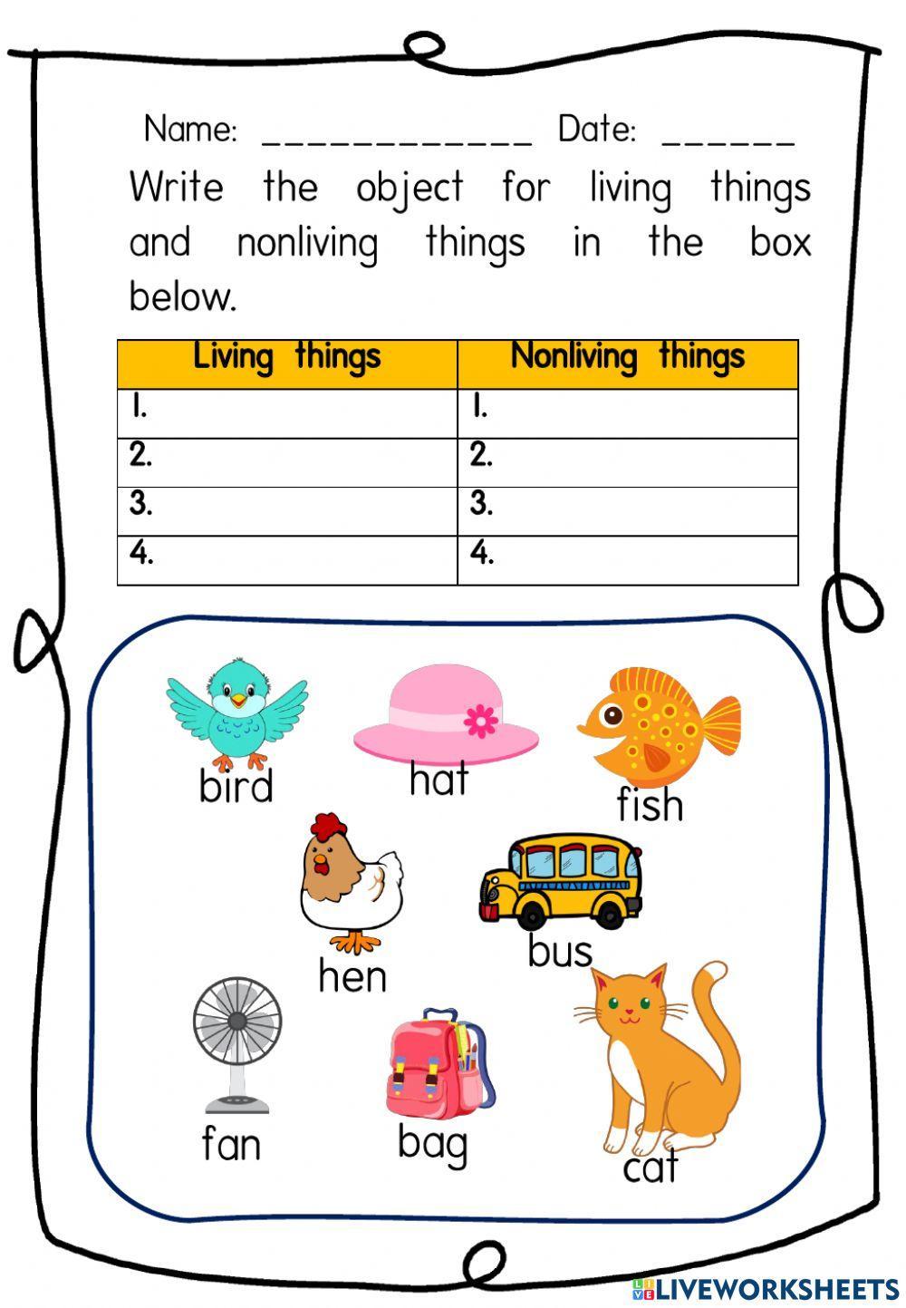 Living Things And Nonliving Things Interactive Worksheet Live Living Things And Nonliving Things Interactive Worksheet Live