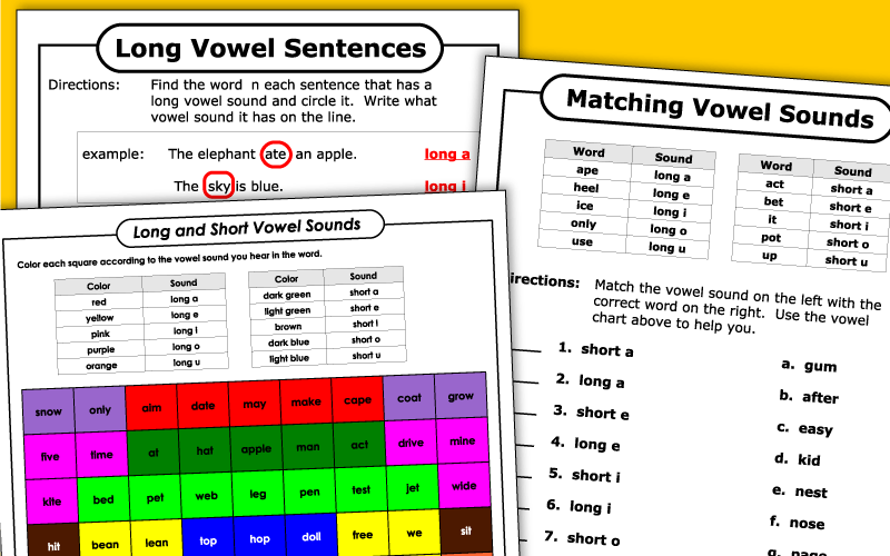 Phonics Worksheets: Long Vowels and Short Vowels - Worksheets Library