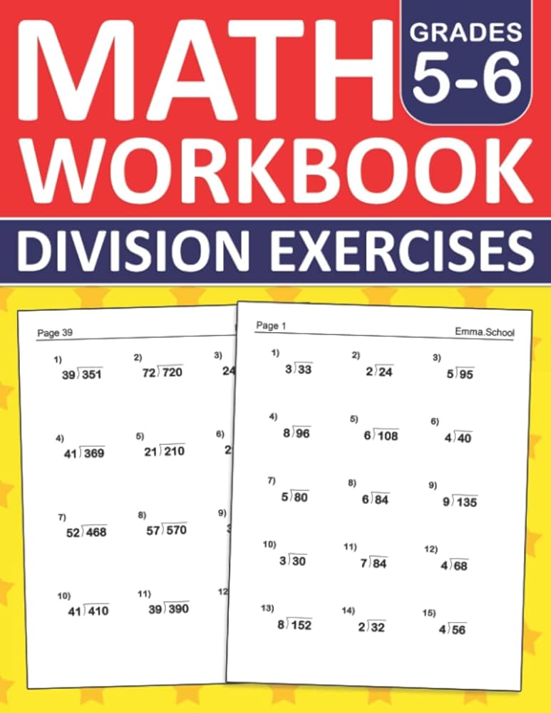 Math Division Workbook For Grades 5-6: Math Practice Workbook For 5th ...