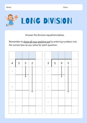 Free to edit and print division worksheet templates | Canva ...