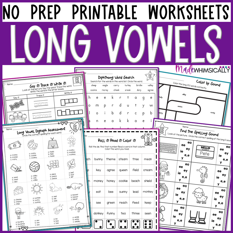 Long Vowel Worksheets - Vowel Team & CVCe Printables and Phonics ...