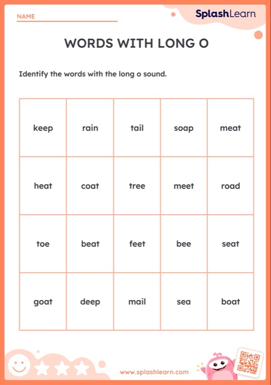 Long Vowel O Sound Worksheets for Kids Online - Worksheets Library