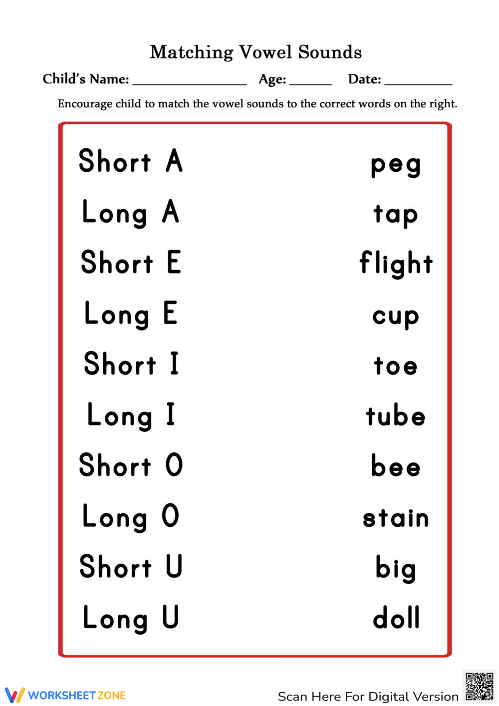 Printable Worksheet For Long And Short Vowels Printable Worksheet For Long And Short Vowels