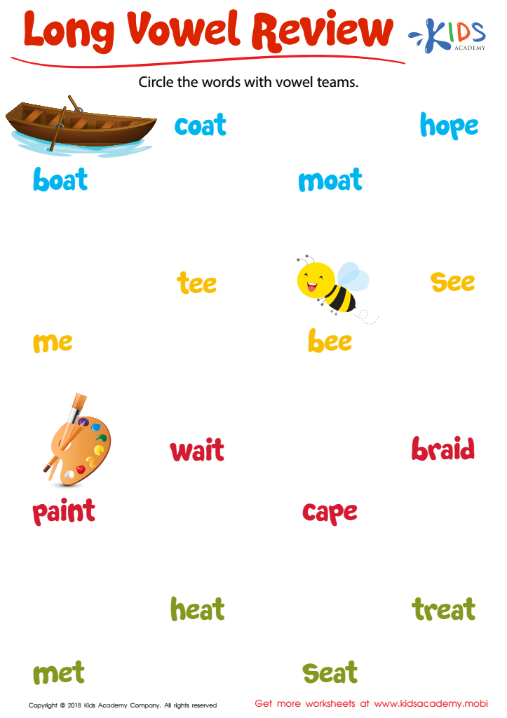 Long Vowel O Worksheet for Kindergarten - 1st Grade | Lesson Planet ...