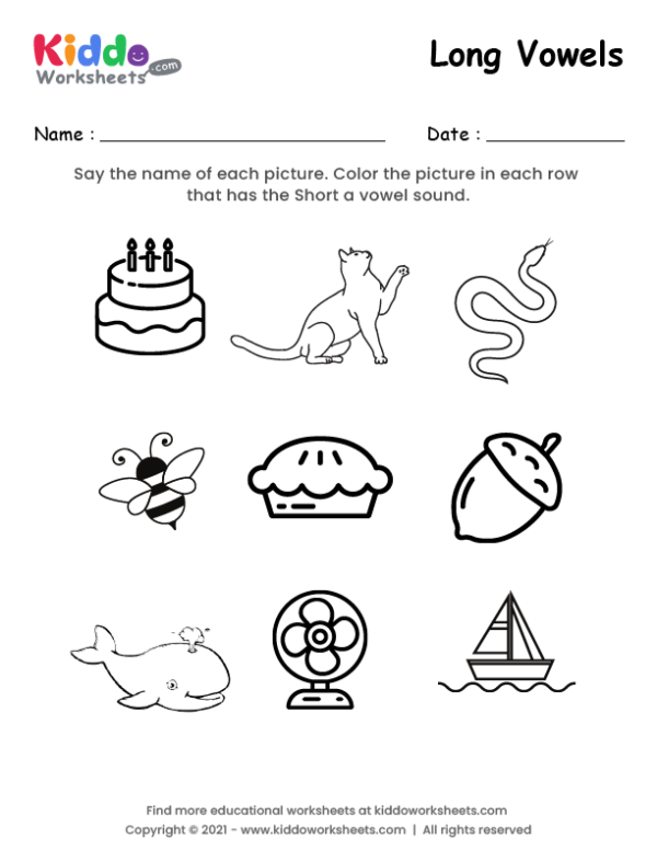 Free Printable Long Vowels Worksheet 2 - kiddoworksheets - Worksheets ...
