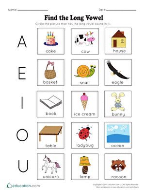 Circle the Long Vowel | Interactive Worksheet | Education.com ...