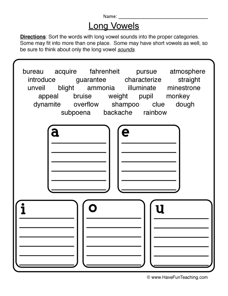 Long Vowels Circling Worksheet - Have Fun Teaching - Worksheets Library