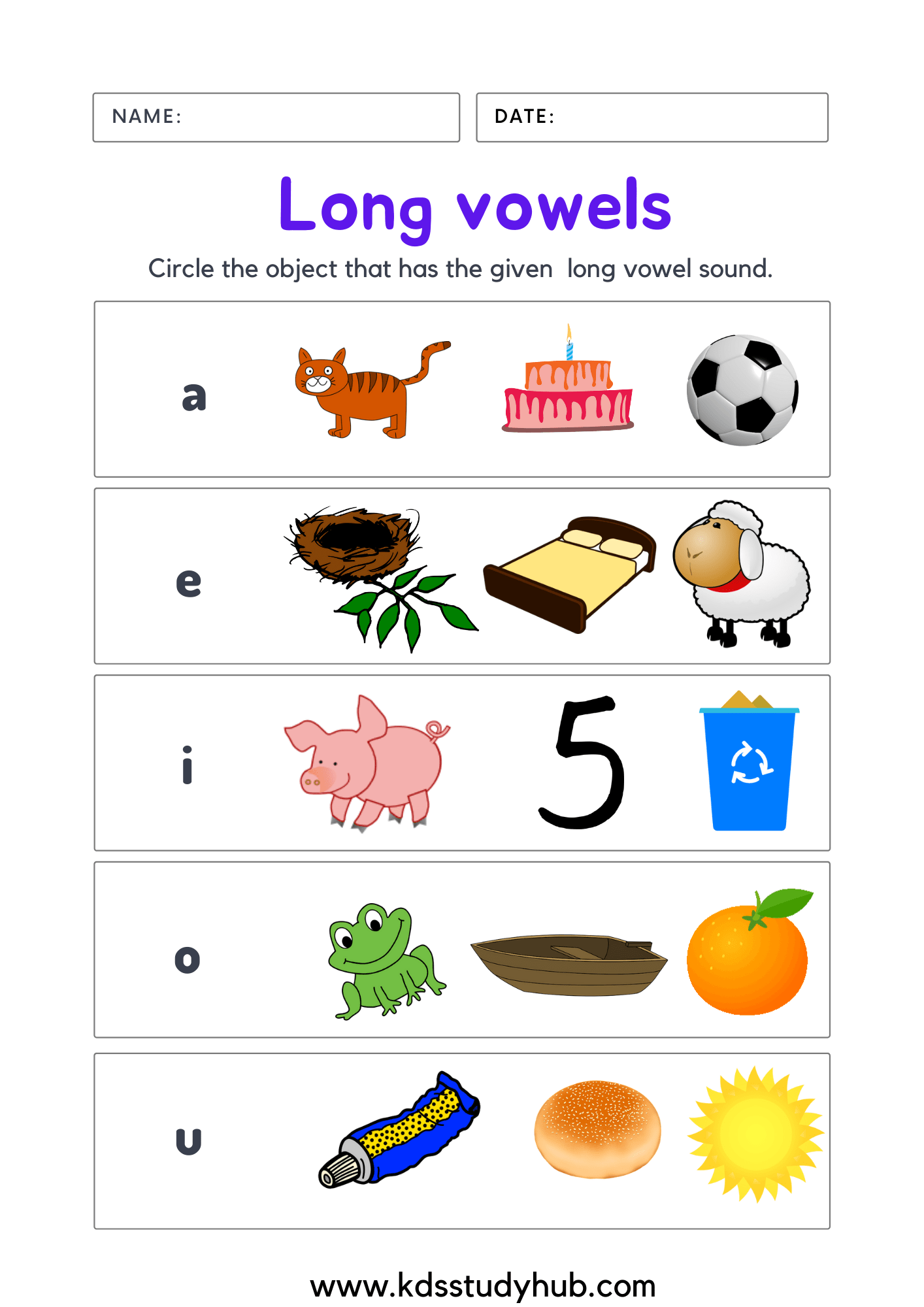Long vowel sounds - Worksheets Library