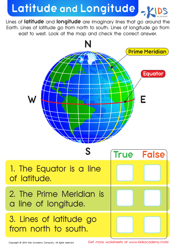 Latitude and Longitude Worksheet for 4th - 6th Grade | Lesson Planet ...