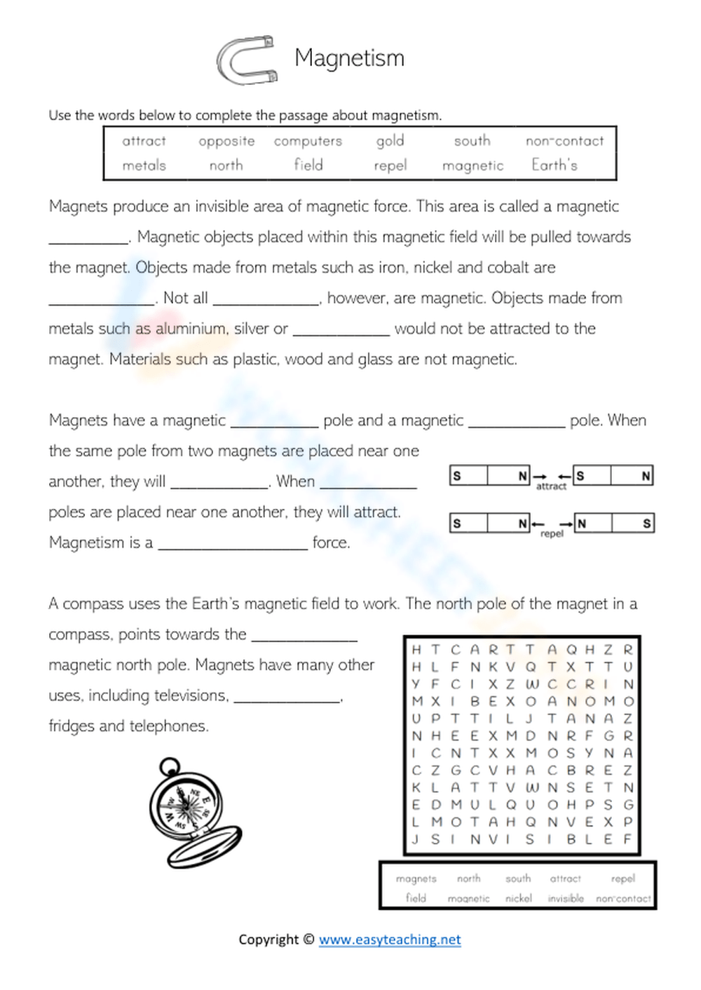 Magnetism Activity Sheet Worksheet - Worksheets Library
