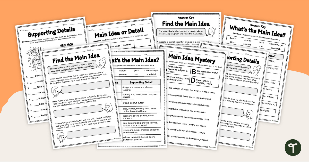 Main Idea and Four Supporting Details Graphic Organizer Worksheet ... - Worksheets Library