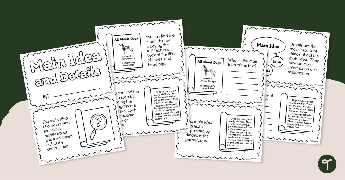 Main Idea and Details Mini-Book | Teach Starter - Worksheets Library