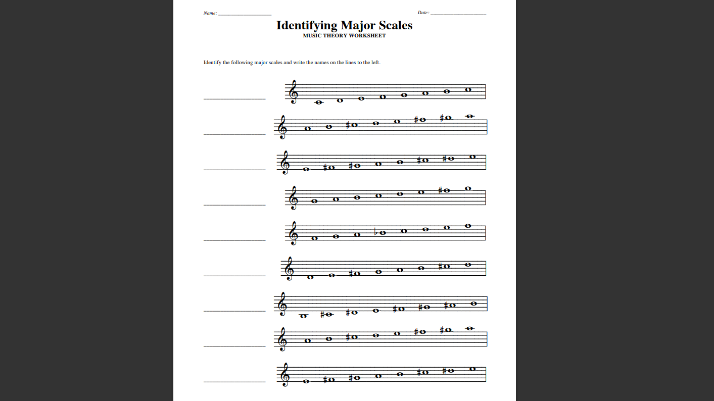 Scale Detective A Major Scales Music Theory Worksheet My Fun Scale Detective A Major Scales Music Theory Worksheet My Fun