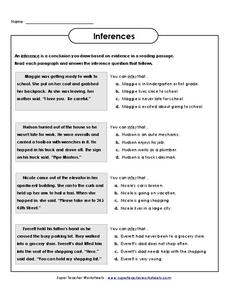 Inferences Worksheet for 3rd - 4th Grade | Lesson Planet - Worksheets Library