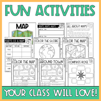 Map Skills and Features Worksheets and Digital Activities Bundle ...