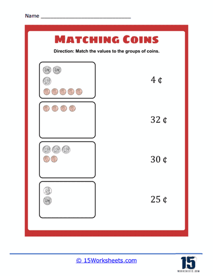 Matching Coins Worksheets - 15 Worksheets.com - Worksheets Library