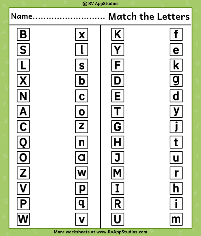 Alphabet Match Letters Worksheet - Free Printable Worksheets for Kids - Worksheets Library