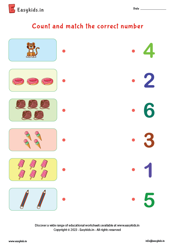 Count and Match worksheet 1 to 10 - EasyKids.in - Worksheets Library