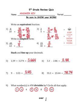 5th Grade Math Answers: Worksheets and Solutions