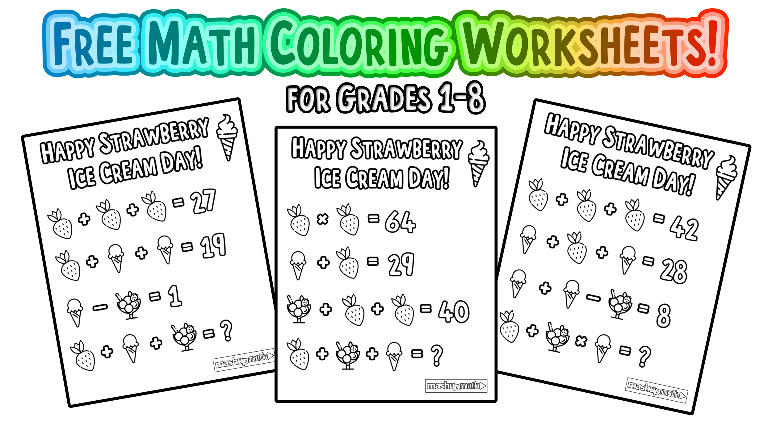 Free Math Coloring Pages for Grades 1-8 — Mashup Math - Worksheets Library