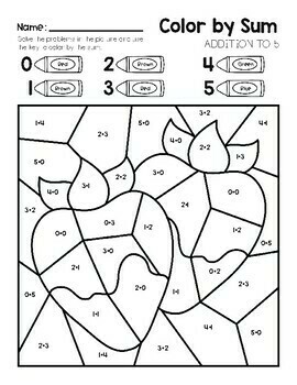 Kindergarten Math / coloring pages / Solve the problems in the picture ...