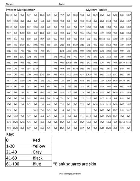 Math Facts - Coloring Squared - Worksheets Library