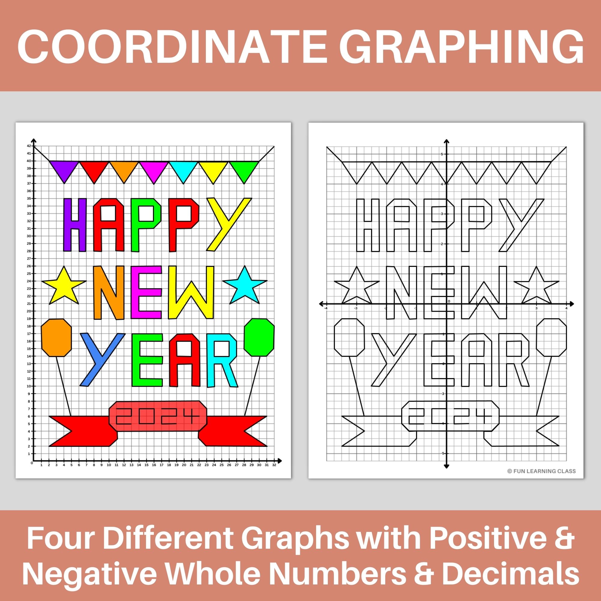 New Year 2024 Coordinate Graphing Plotting Points Ordered Pairs ...