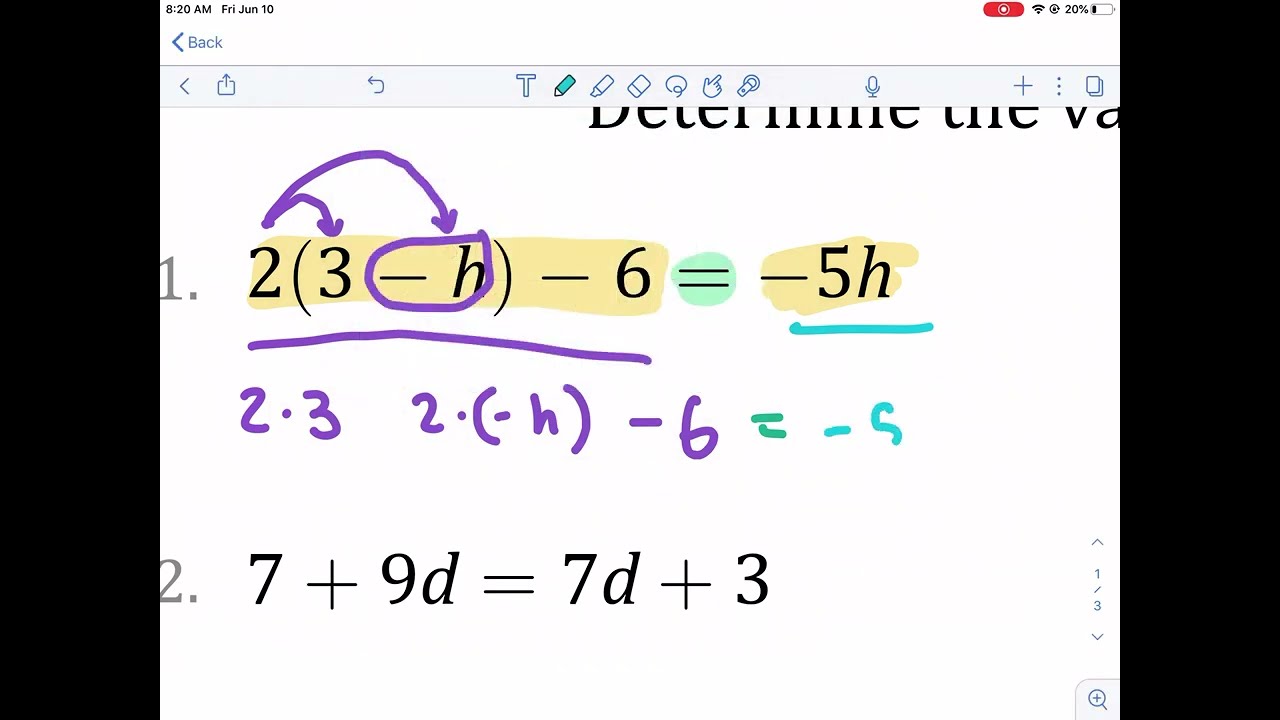 Math Drills Combining Like Terms And Solving Simple Linear Equations