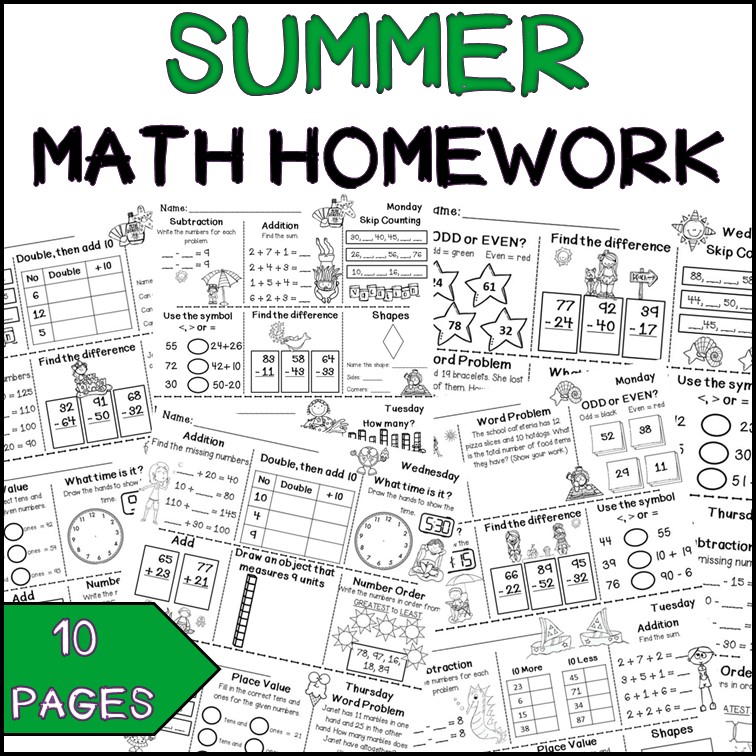 1st Grade Math Homework - Summer | Made By Teachers - Worksheets Library