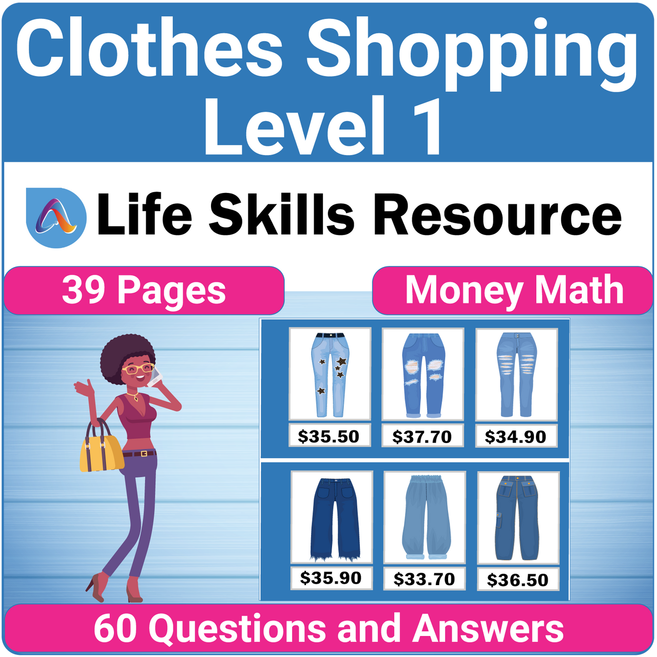Money Math Life Skills Worksheet - Level 2 Grocery Shopping | Made ...