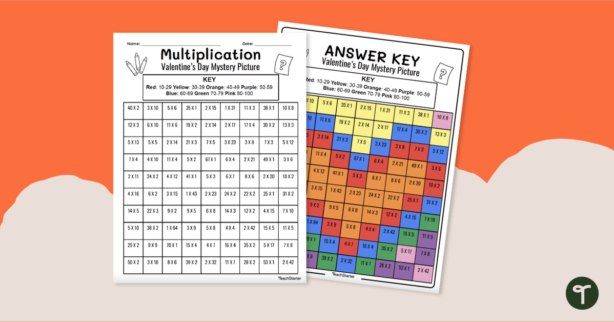 Valentines Mystery Picture - Multiplication Color By Number ...