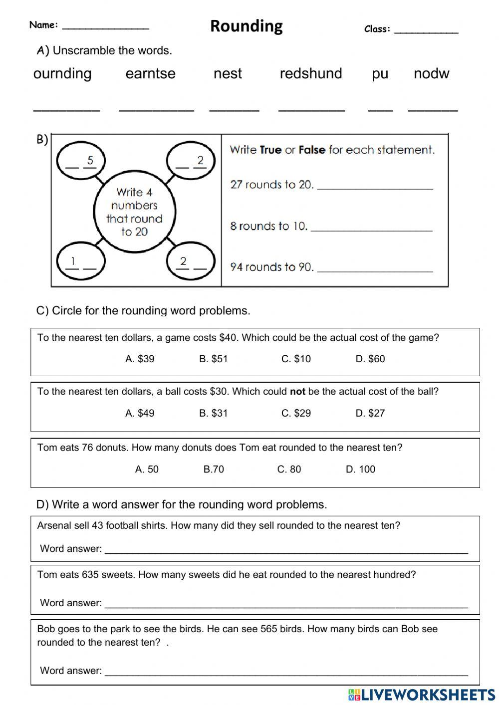 Rounding to the nearest 1000s - Math Worksheets - MathsDiary.com ...
