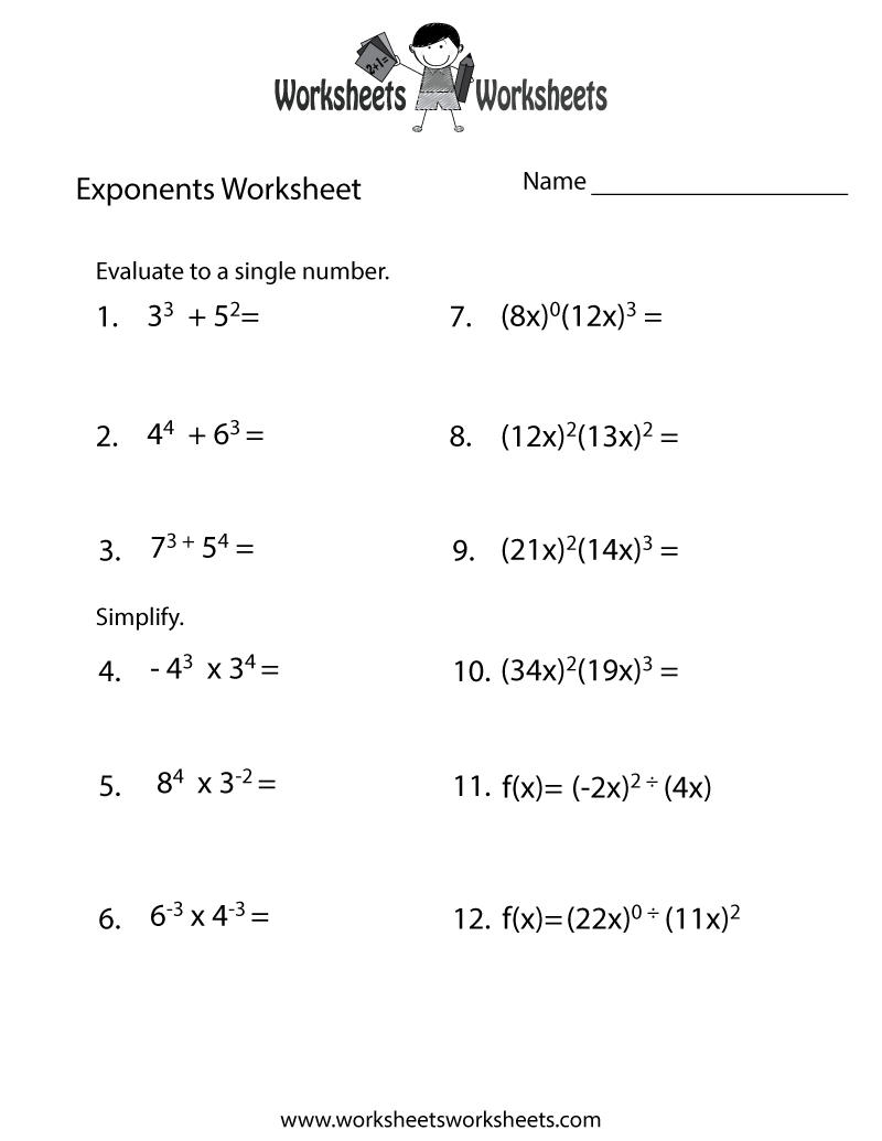 Exponents Review Worksheet | Worksheets Worksheets - Worksheets Library