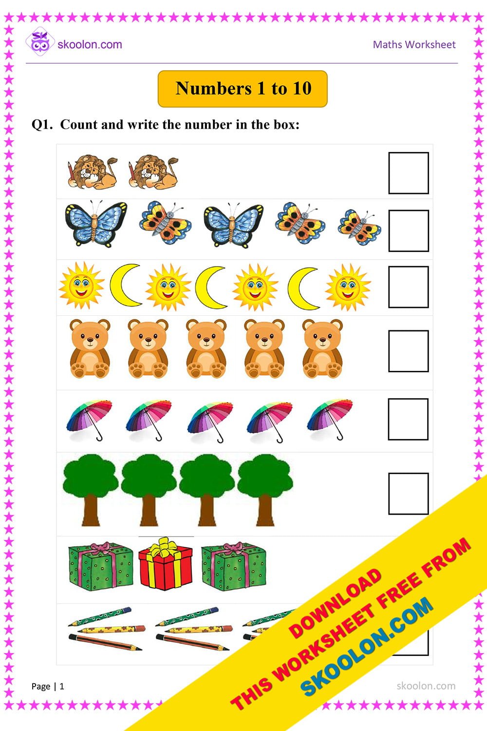Numbers 1 To 10 Worksheet For KG Skoolon Worksheets Library Numbers 1 To 10 Worksheet For KG Skoolon Worksheets Library