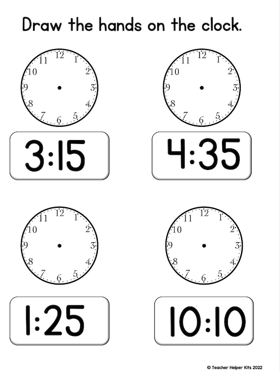 Learn to Tell Time Telling Time Worksheets Kindergarten Math at ...