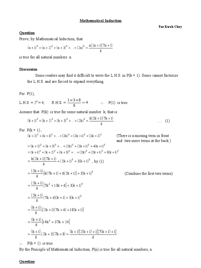 15 - Some Mathematical Induction Problems | PDF | Theorem | Logic - Worksheets Library